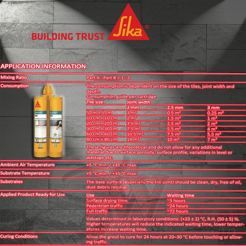 SIKA CERAM®-855 350ML TEXTURE EPOXY GROUT SANDED/TILE GROUT WITH SANDED ...