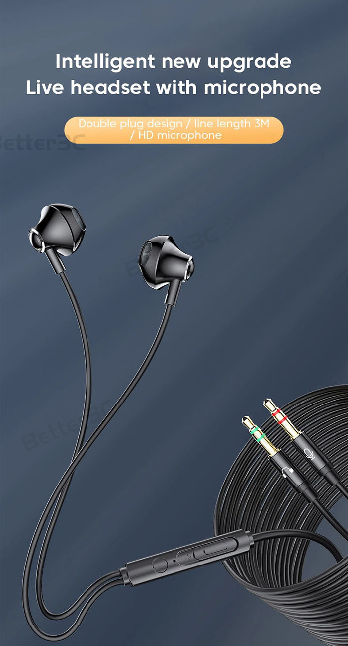 3-Meter Ultra Long Computer Specific Gaming Headset Dual 3.5MM Jack Design Wired Earphone 9D ...