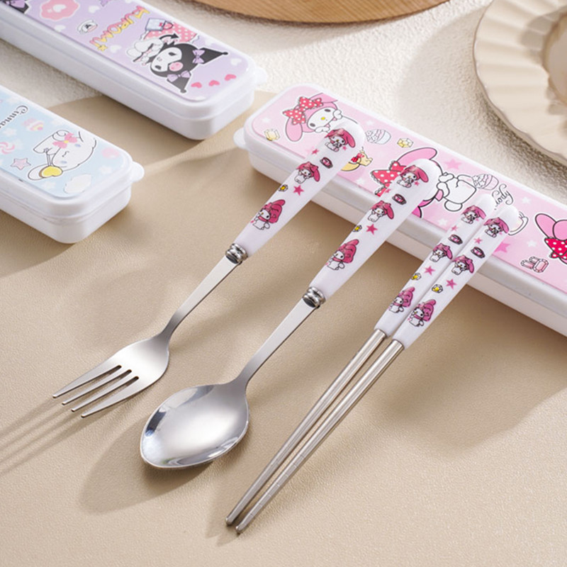 Kuromi Pattern Spoons Forks Cute Kids Cutleries Sets Portable Bento ...