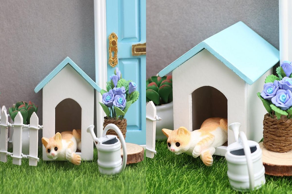 ankaina Miniature Doghouse Model Tiny House Miniature Scene Decor Mini ...