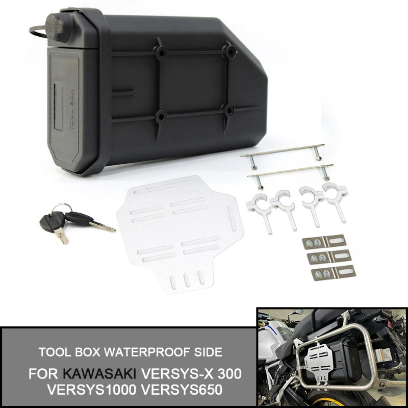 NEW Motorcycle Waterproof Toolbox Side Tool Box For Kawasaki VERSYS-X ...