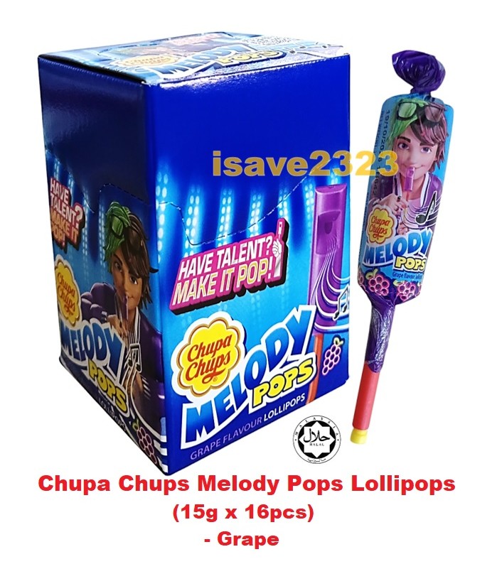 [HALAL] Chupa Chups Melody Pop Lollipops (15g x 16pcs) - Grape | Shopee ...