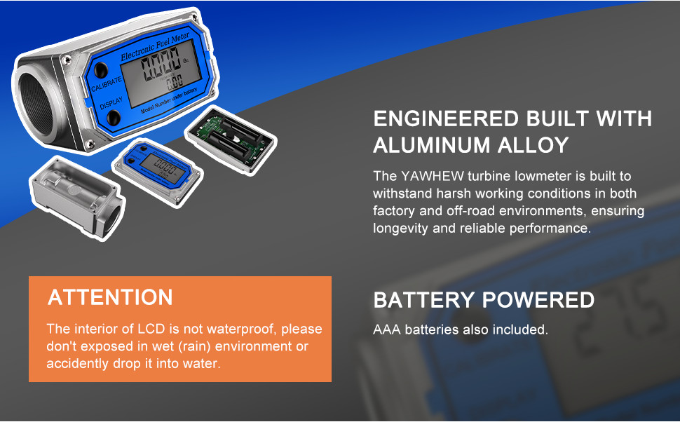 Flow Meter 1 inch Digital Turbine Fuel Meter Waterproof Inline NPT ...