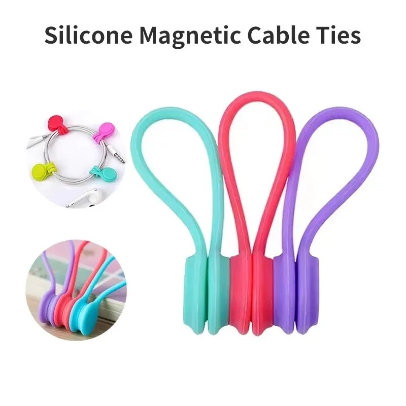 Reusable Magnetic Cable Ties, Cord Organizer, Silicone Magnetic Cord ...