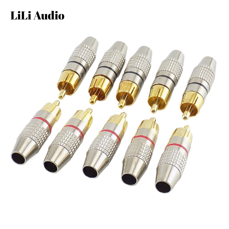Gold RCA Adapter Male Non Solder Connector for Audio Video CCTV IP ...