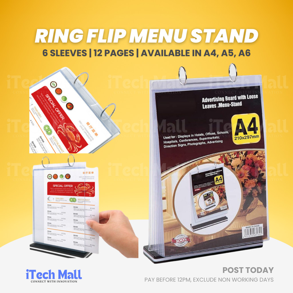 A4 A5 A6 Flip Menu Stand Acrylic Table Menu Display Poster Holder 6 ...