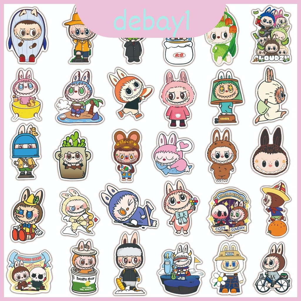 Labubu Waterproof Adorable Sticker Pack Featuring 60 Cute Cartoon ...