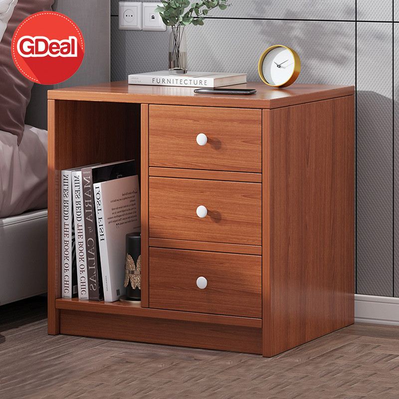 GDeal Minimalist Side Table Bedroom 3 Drawer Multipurpose Small Storage ...