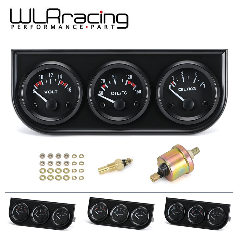 WLR RACING - 52mm Electrial Triple Kit(Voltmeter+oil Temp Gauge+Oil ...