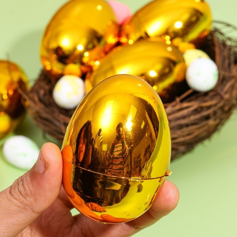 Fillable Easter Eggs Opening Empty Golden Plastic Egg Toys Candies Gift ...