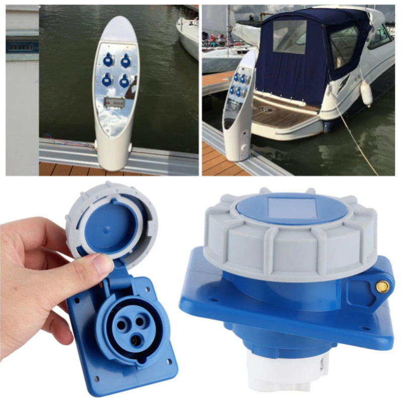 Power Socket Boat Shore Power Socket with Gasket IP67 Waterproof 16A ...