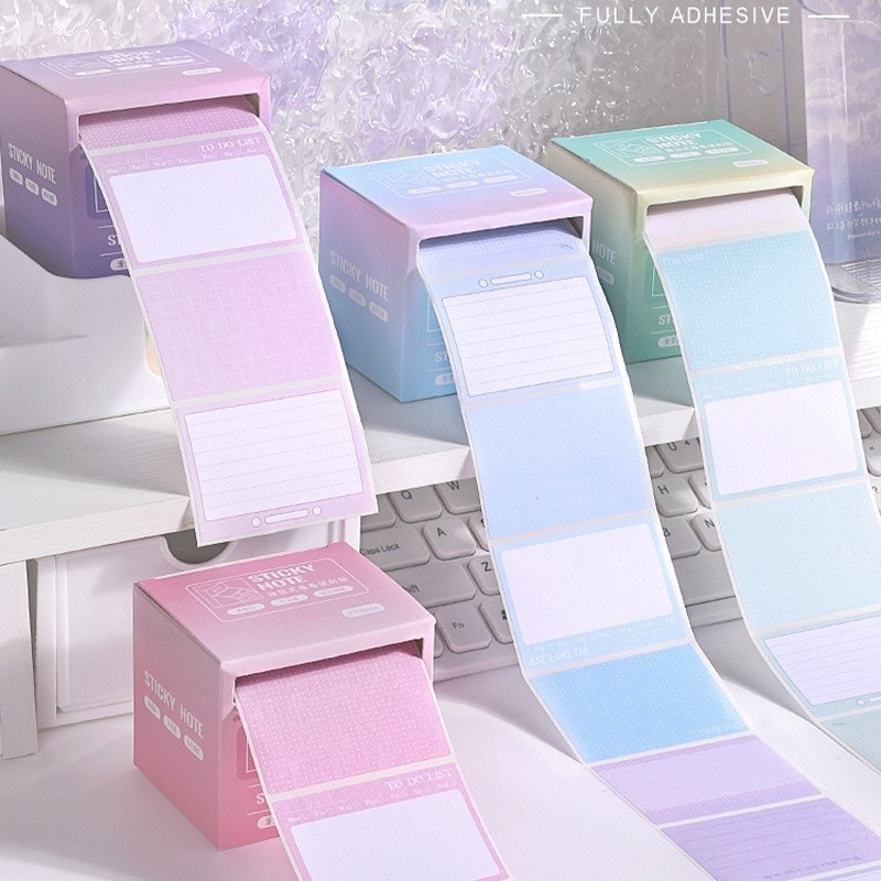 256 Sheets Pull Out Sticky Notes Roll Tape Memo Pads Full Adhesive Self ...