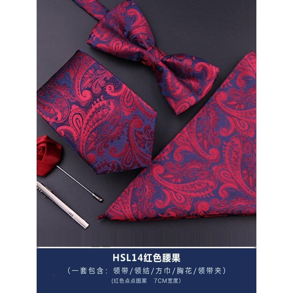 Tie Men's Five-piece Formal Business Korean Style Red Black Tie 8cm Tie ...