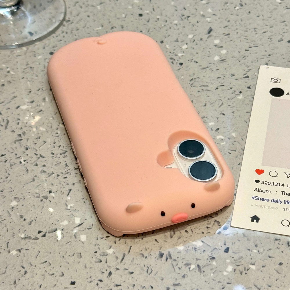 Funny 3D Cartoon Pink Piggy Phone Case for iPhone 16 15 14 13 Pro Max ...