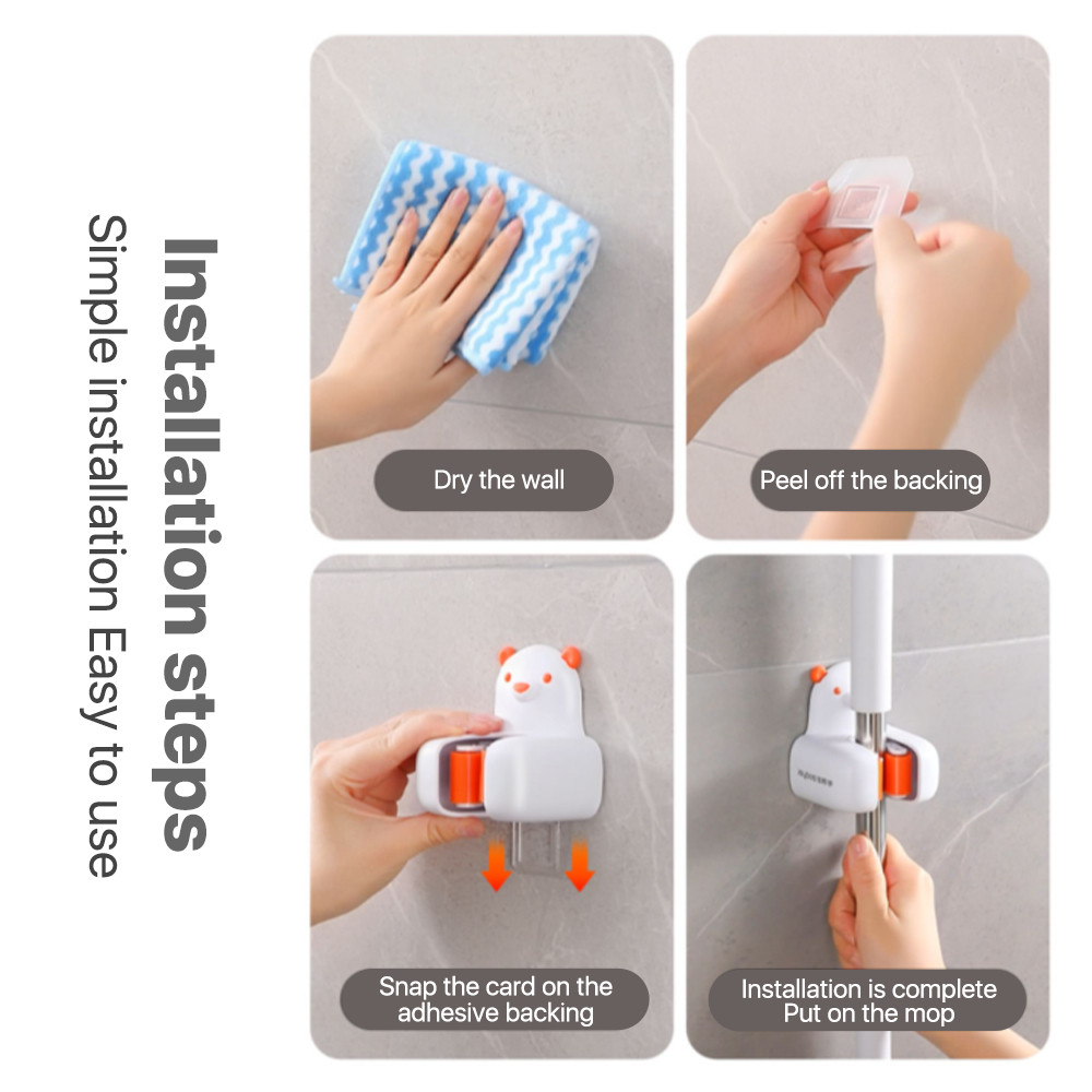 Joybos® TBGG 1Pcs Mop Hook Punch-Free Mop Clip Wall Storage Broom ...