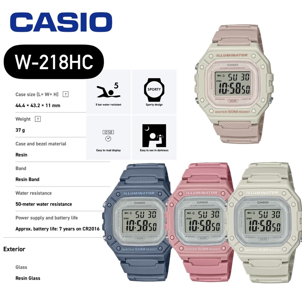 [CASIO UNISEX W-218H ] NEW SOFT COLORS 🔥🔥🔥CASIO DIGITAL SPORT W-218H ...