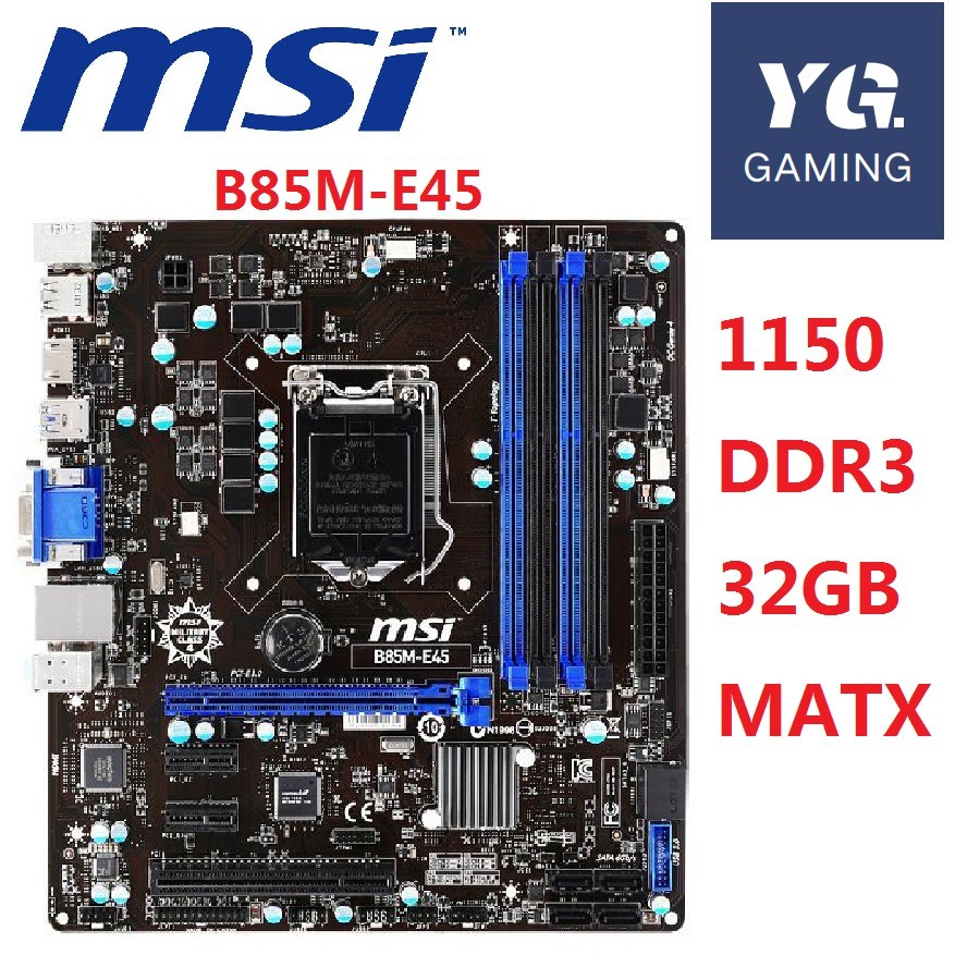 in stock MSI B85M-E45 Desktop Motherboard B85 b85m Socket LGA 1150 i7 i5 i3 DDR3 32G SATA3 USB3 ...