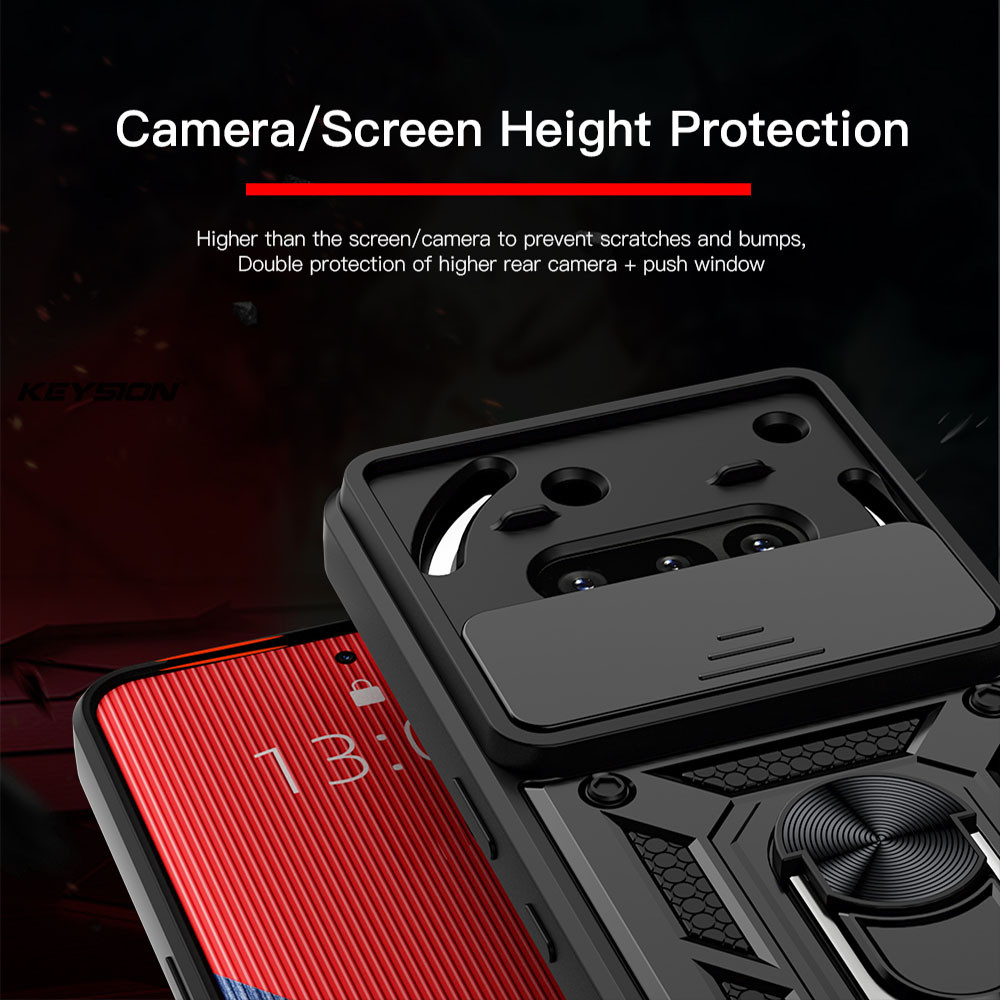 KEYSION Shockproof Case for Nothing Phone 3A Silicone+PC Slide Camera ...