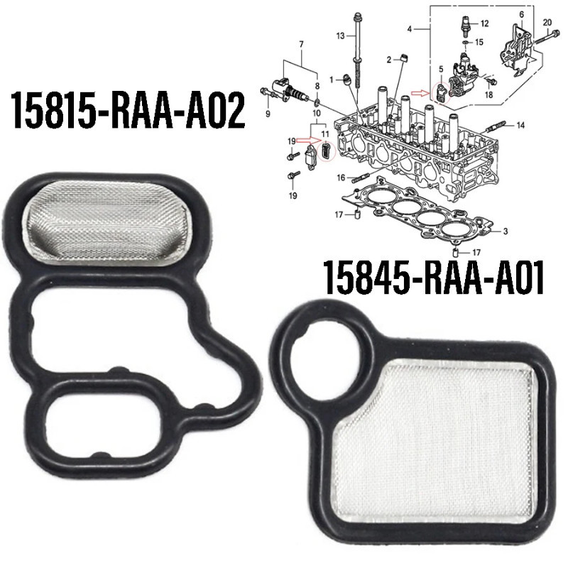 VTEC Solenoid Gasket Spool Valve VTC Filter Screen Seal 15815-RAA-A02 ...