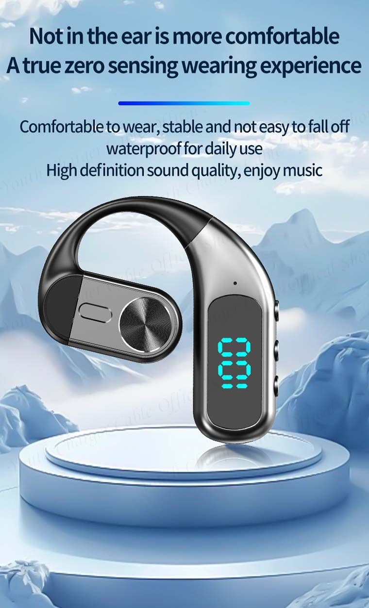 Bluetooth 5.5 Ear Hanging Wireless Bluetooth Earphones with LED Power ...