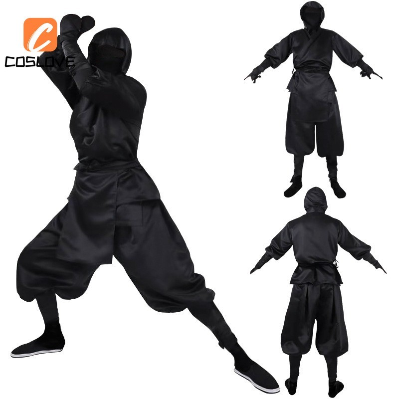 Classic Black Ninja Suit Cosplay Clothing Full Set Costume Man Outfits ...