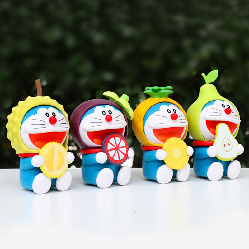 Colorful Delightful 6 Doraemon Inspired Peach And Durian Pvc Figurines ...