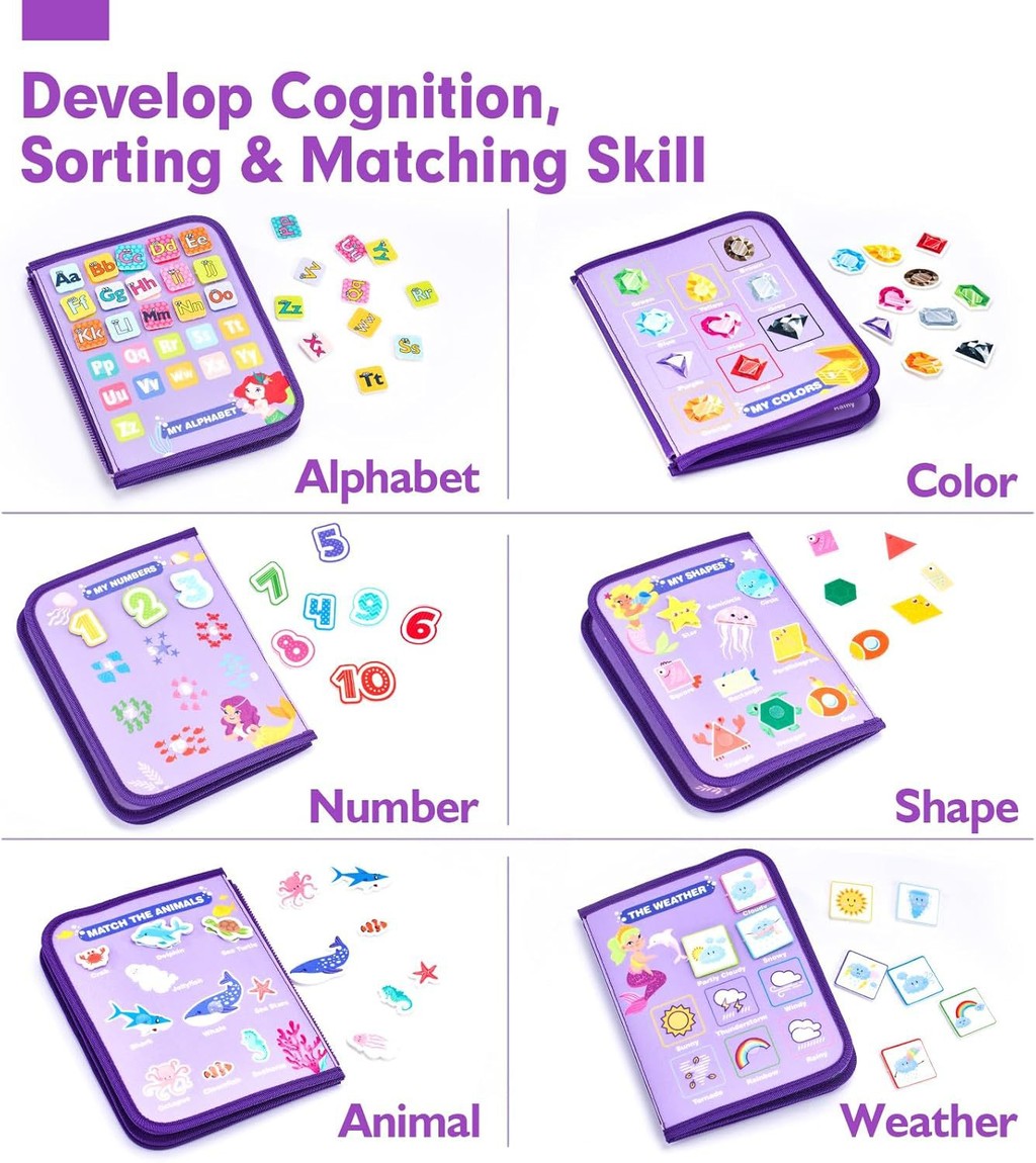 Kids Felt Busy Board Childhood Montessori Purple Mermaid Quiet Book ...