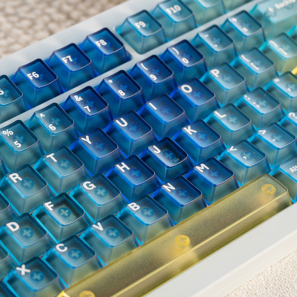 Transparent Foggy Blue Keycaps PC Light Through Cherry Profile keycap ...