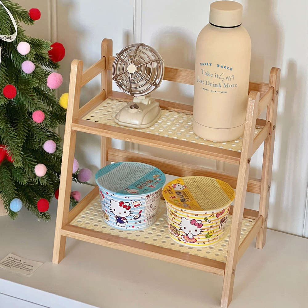 Japan Style Two-Tier Wooden Kitchen Storage Rack Table Rack Spice Cup ...