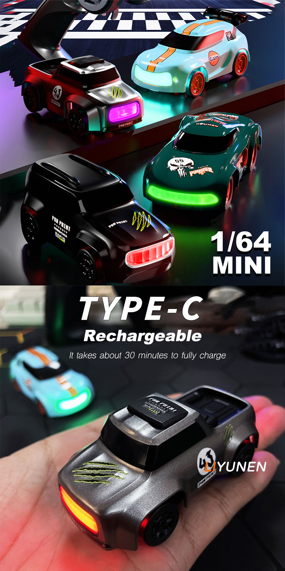 1:64 Desktop Mini RC Drift Car AE86 Model 4WD Full Proportional ...