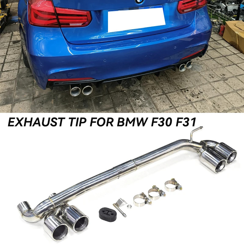 Quad 304 Stainless Steel Car Exhaust Tip For BMW F30 F31 320i 330i M ...