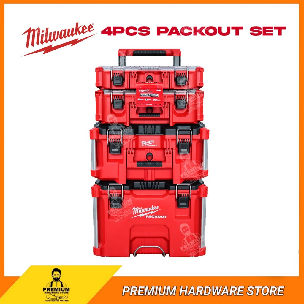 MILWAUKEE 4PCS Packout Set Combo Packout Modular Storage System ...