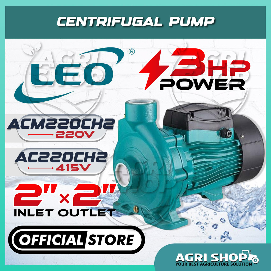 Agrishop LEO Centrifugal Water Pump ACM220CH2(220V) AC220CH2(415V) 2.2kW 3HP Single/Three Phase ...