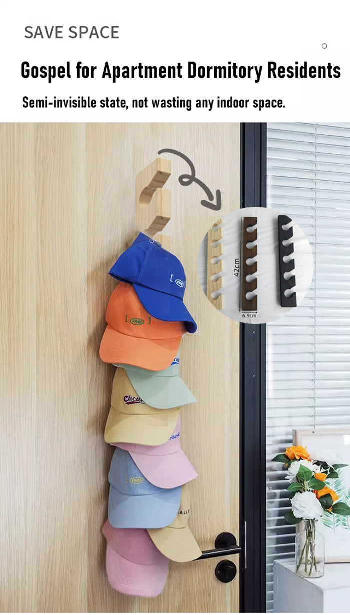 Wall-mounted Solid Wood Cap Display Rack Baseball Caps Organizer, Space ...
