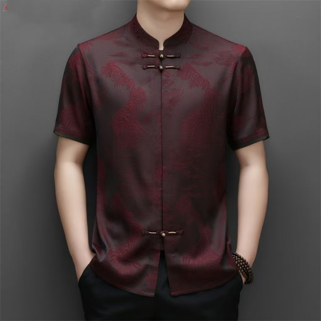 Retro Affordable Luxury Men's Tang Suit Short Sleeve Chinese Style ...