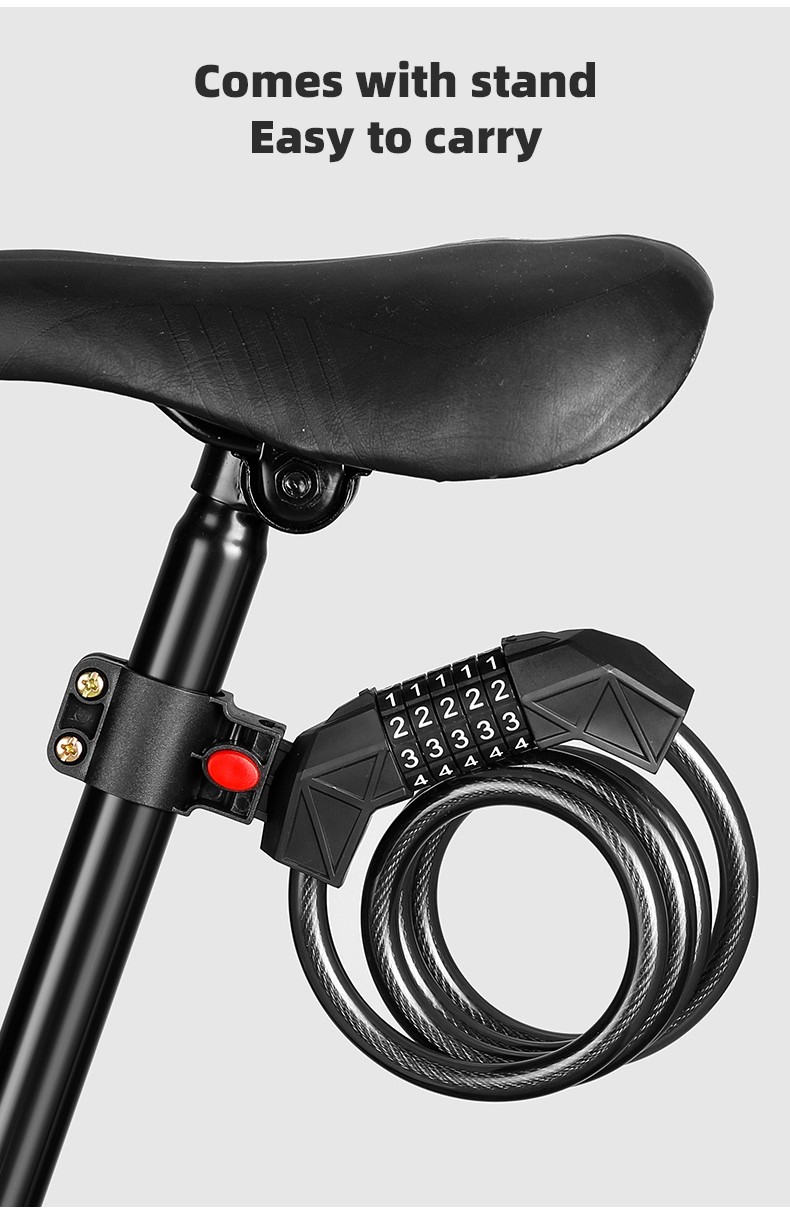 5 Digit Password Lock Bicycle Lock Anti Theft MTB Bike Steel Chain Lock ...