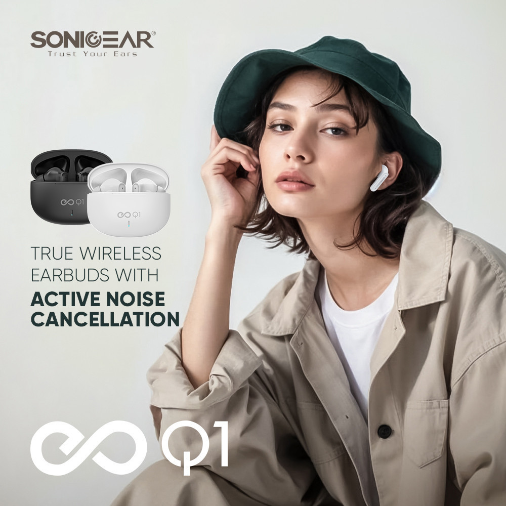 SonicGear TWS Q1 ANC Bluetooth 5.4 Wireless Earbuds with IPX 4 Splash Proof | Shopee Malaysia