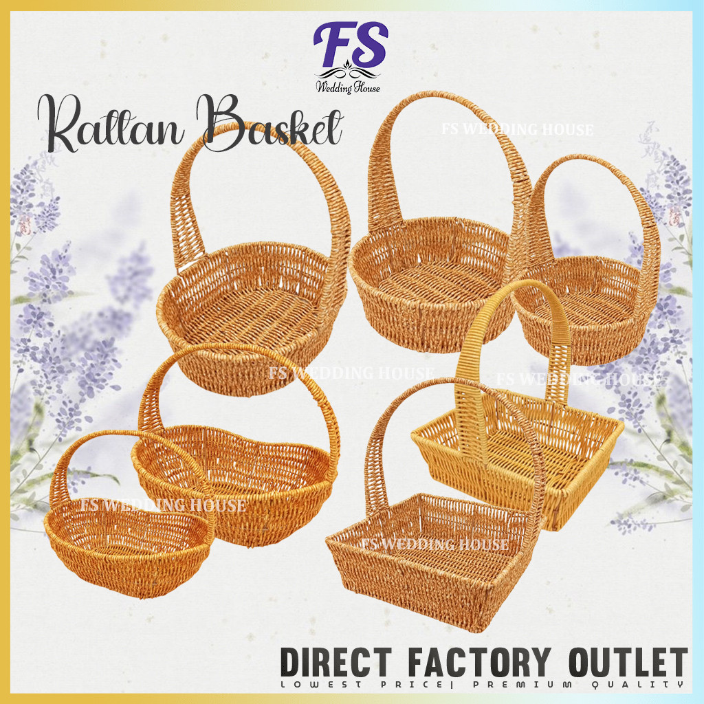 S/M/L HIGH QUALITY RATTAN BASKET/BAKUL BUNGA/RAGUL HANTARAN/FLOWER ...