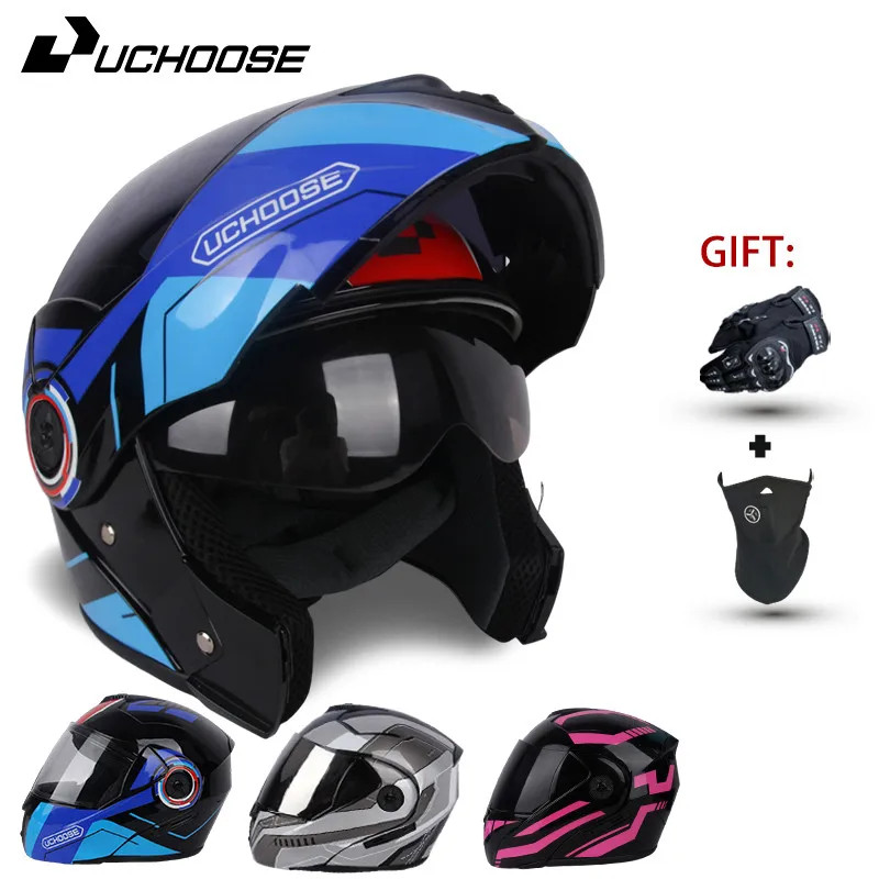 Uchoose Unisex Motorcycle Helmet DOT Certification Double Lens Cross ...