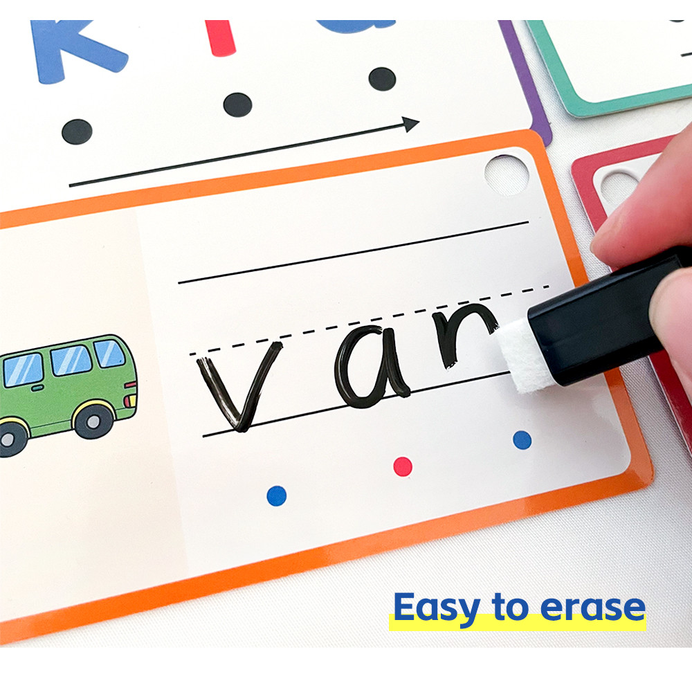 60 Cards English CVC Word Flashcard, 50 Words Phonics Reading Spelling ...
