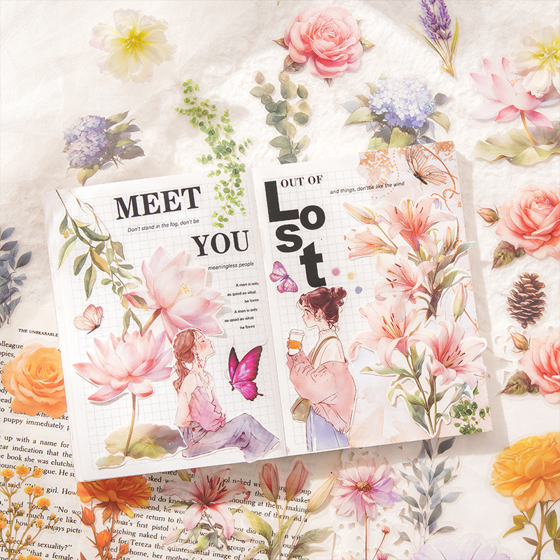 70pcs/lot Kawaii Stationery Stickers A collage poem of flowers DIY Junk ...