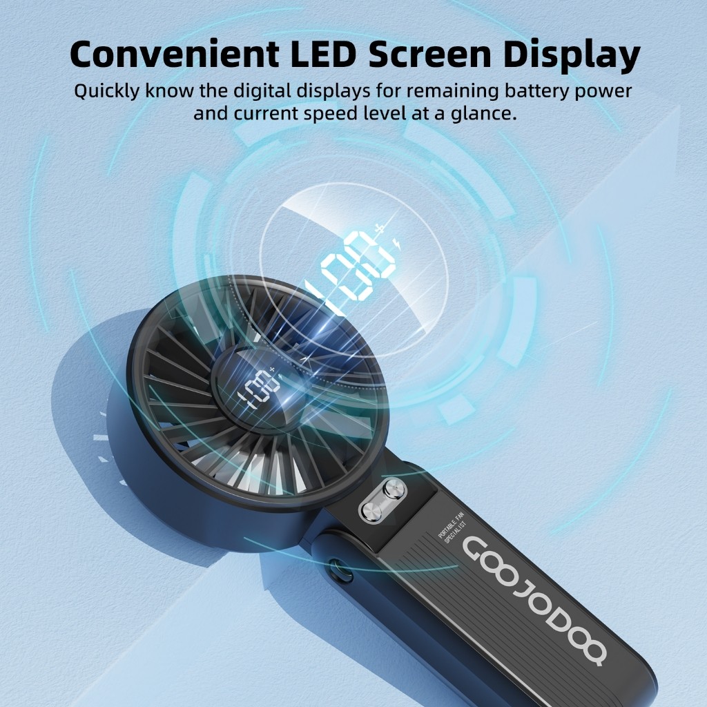 GOOJODOQ Portable Super Strong Wind Adjustable Silent 180° Folding Fan ...