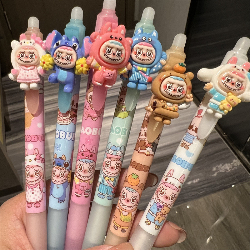 Labubu New Style Press Erasable ins Style Gel Pen Cartoon Student 0.5mm ...