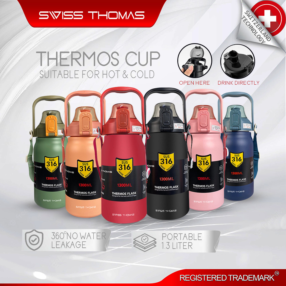 Swiss Thomas 316 Stainless Steel Tumbler Water Bottle with Straw Vacuum ...