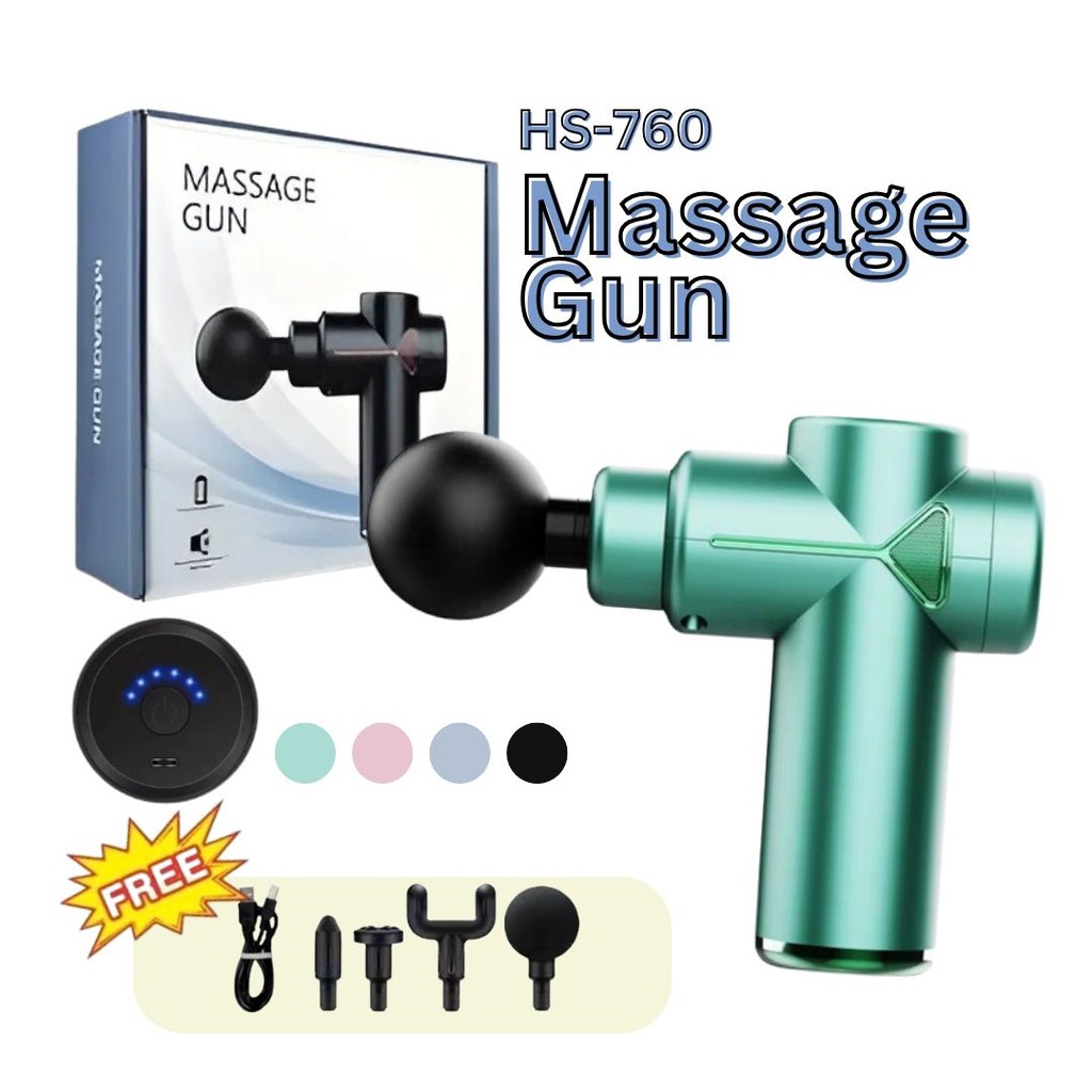 [Ready Stock] 6 Speed Mini Massage Gun With 4 Head Compact Size ...