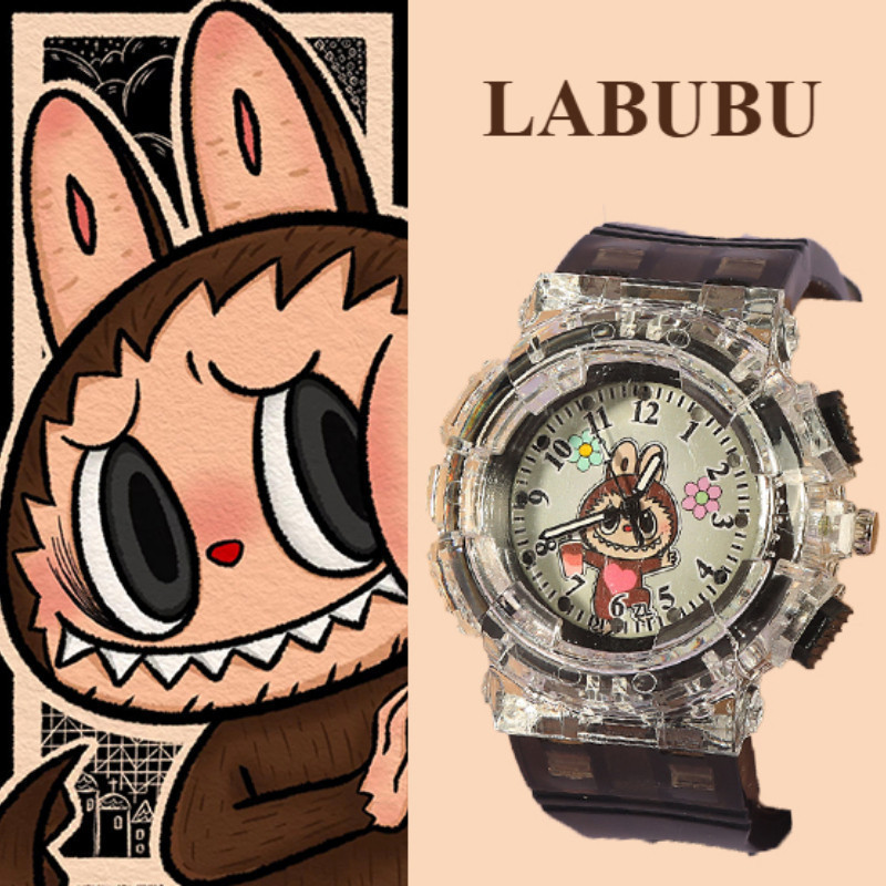 Labubu Kids Luminous Quartz Watch Color Cartoon Dial Silicone Strap ...