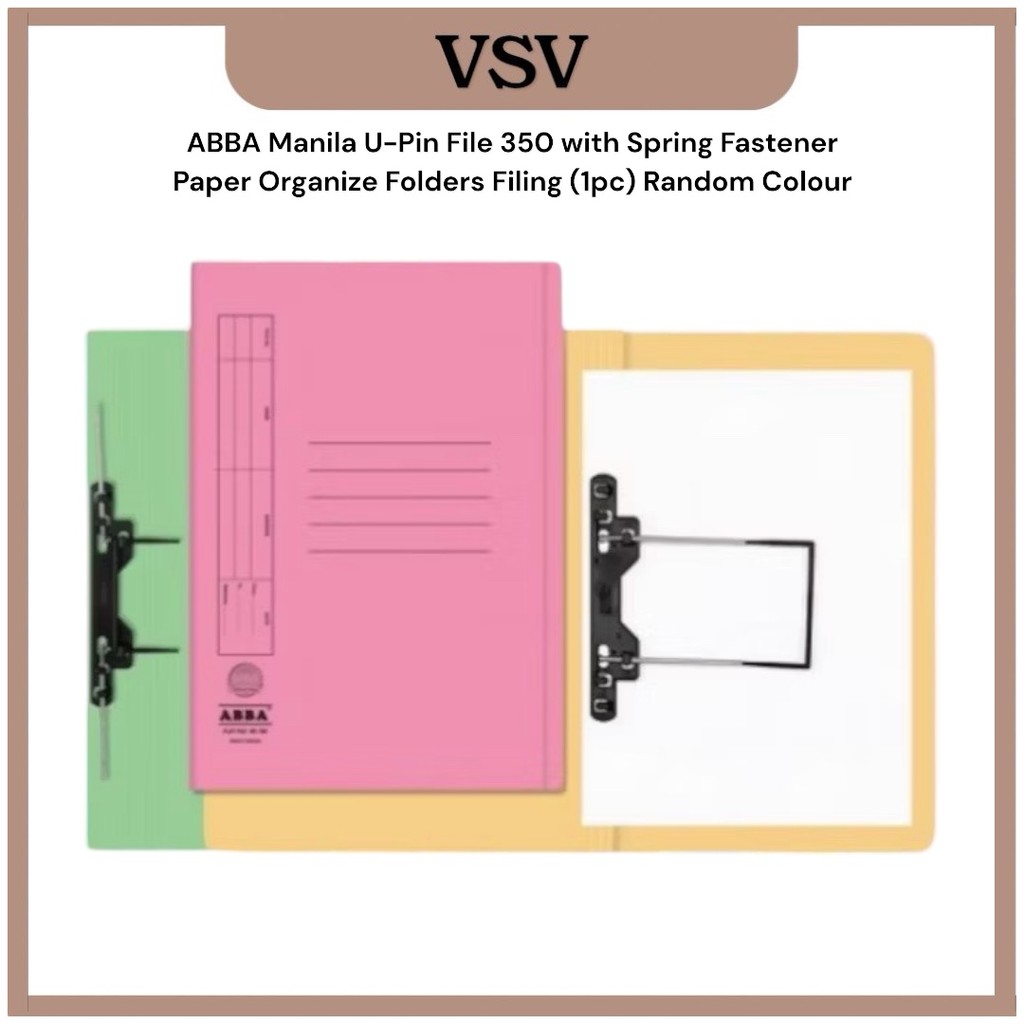 ABBA Manila U-Pin File 350 with Spring Fastener Paper Organize Folders ...