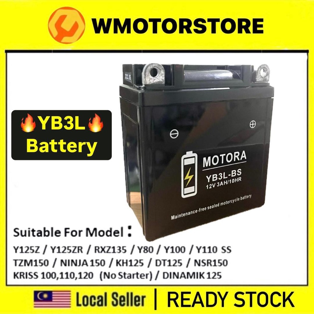 YB3 YB3L YB3L-BS GEL BATTERY Y125Z Y125ZR RXZ Y110 Y100 KRISS 110 (K) RG110 DINAMIK BATTERY 125Z ...