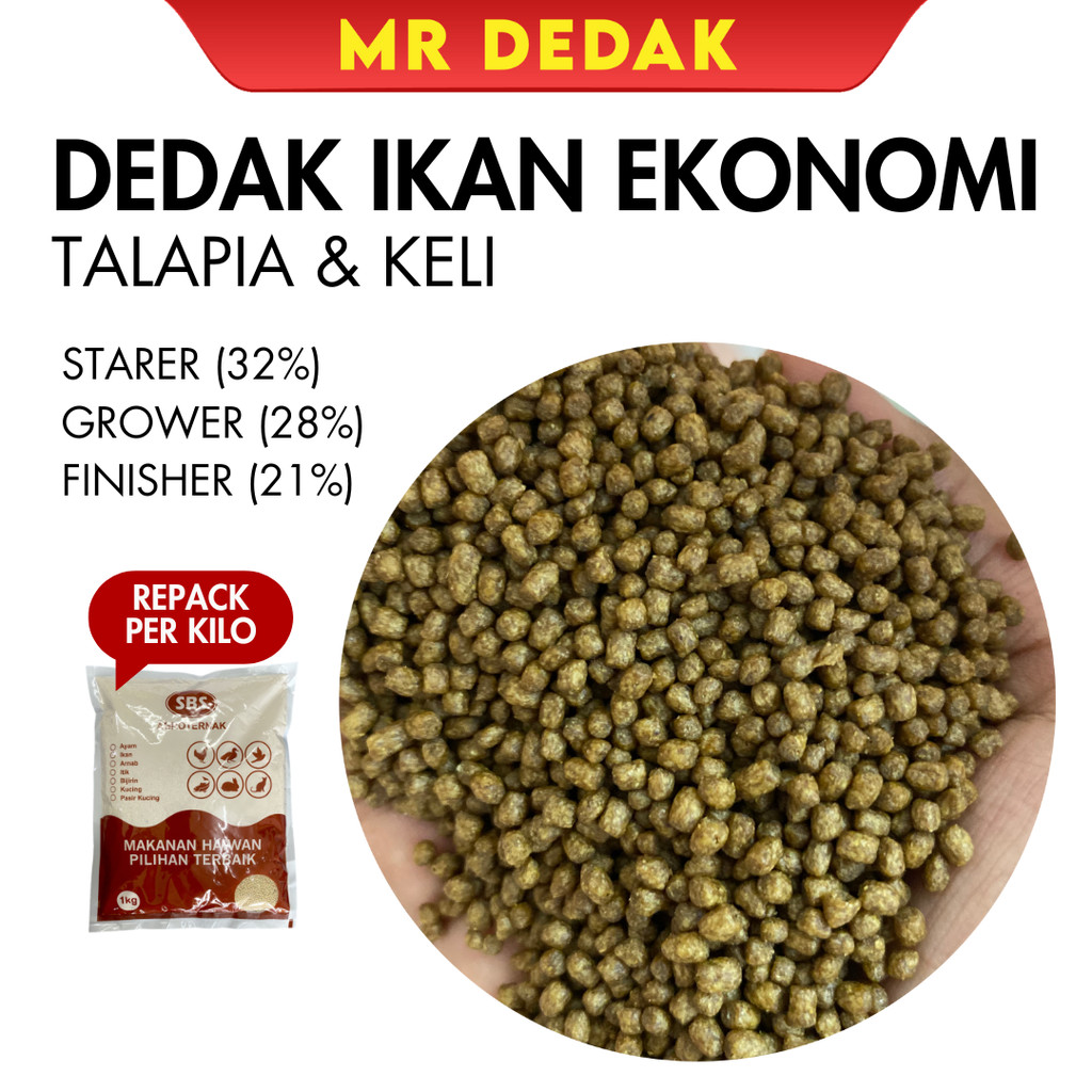 [1KG] DEDAK IKAN EKONOMI - TALAPIA, KELI | STARTER (32%) GROWER (28% ...
