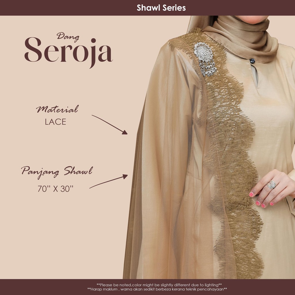 SELENDANG DANG SEROJA Exclusive Lace Shawl Net & Lace Wanita Muslimah ...